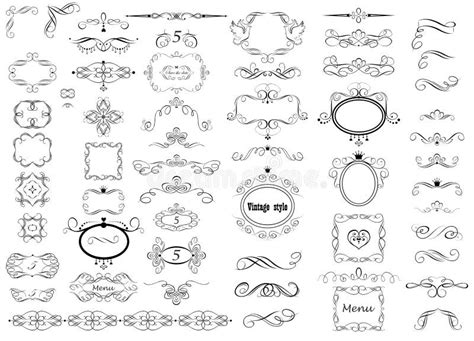 Set Of Vintage Calligraphic Frames Titles And Headers For Wedding And
