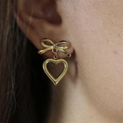 Gold Bow Earrings 🎀 Stainless Steel 18k Gold Depop