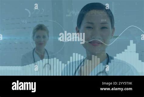 Medical Data Analysis Animation Over Doctors In Hospital Setting