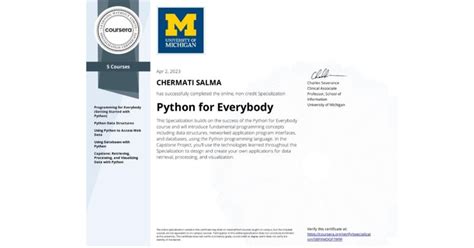 Salma Chermati On Linkedin Python Programming Learning Certification