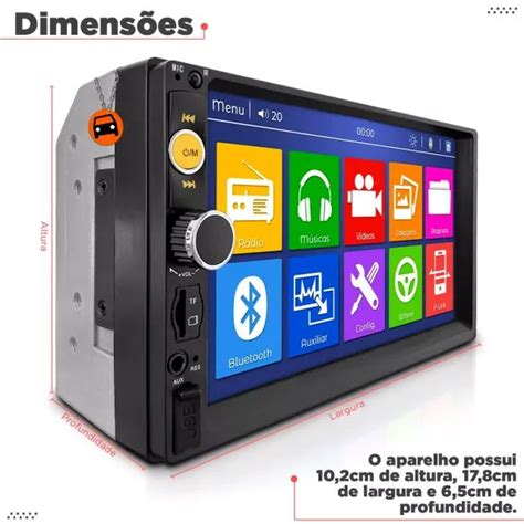 Central Multimídia Mp5 7 Polegadas 2 Din Bluetooth E Espelhamento De Celular Carros Vans E