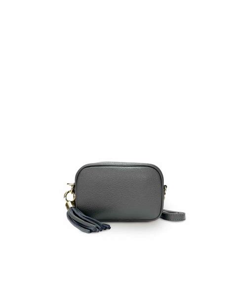 Apatchy London The Mini Tassel Dark Leather Phone Bag In Gray Lyst