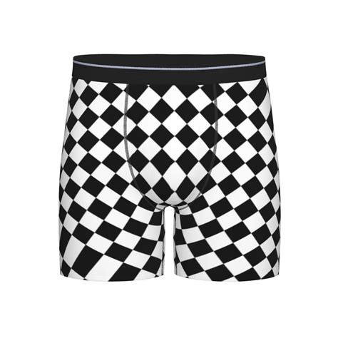 Black White Checkered Pattren Boxer Briefs Novelty Underwear With Fly Underwear For Men
