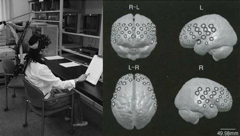 An Optical Topography Device Placed On A Participants Head Left