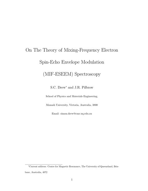 Pdf On The Theory Of Mixing Frequency Electron Spin Echo Envelope