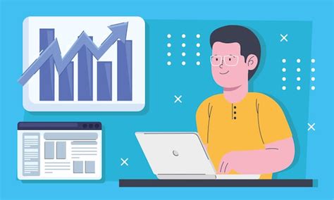 Premium Vector Business Man With Laptop And Statistics Arrow
