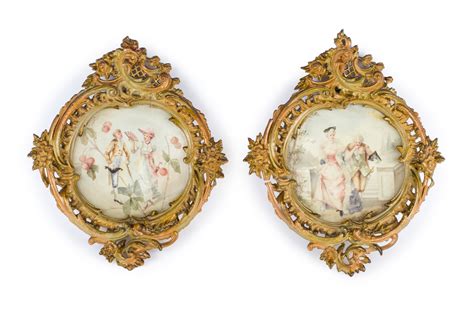 Pareja De Platos Rococós En Opalina S Xix