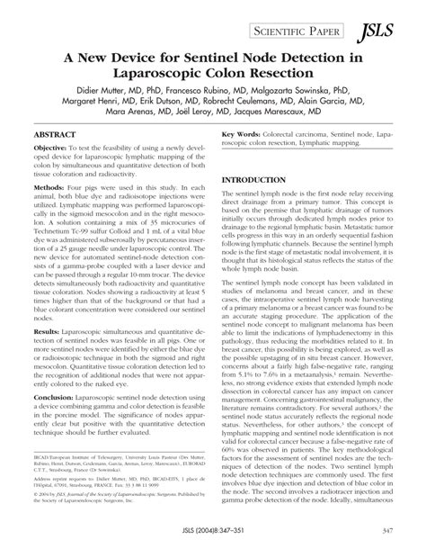 Pdf A New Device For Sentinel Node Detection In Laparoscopic Colon