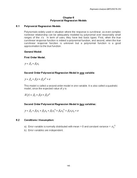 Chap 6 Polinomial Regression Chapter 6 Polynomial Regression Models 6