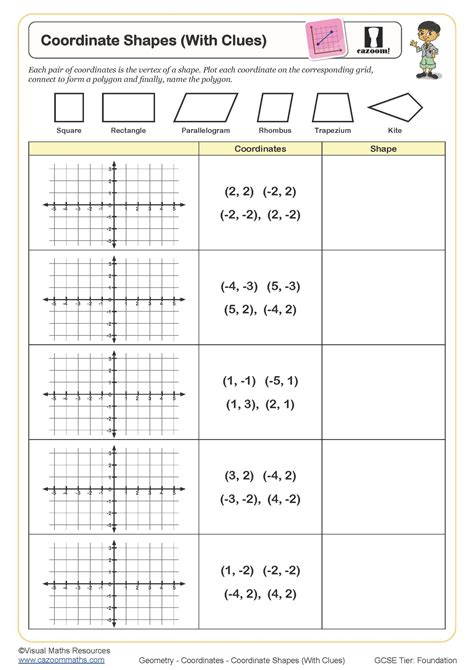 7th Grade Math Coordinate Plane Worksheets Graph Paper Printable Math