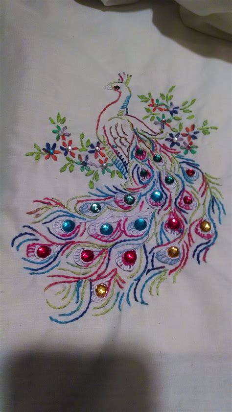 Colorful Beaded Peacock Embroidery