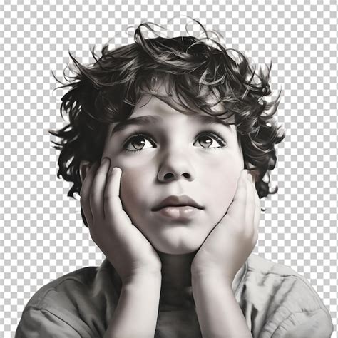 Premium Psd Young Boy Thinking On A Png Background