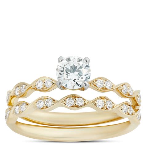 Round Diamond Bridal Set 14k Yellow Gold
