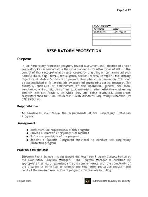 Respirator Program Template