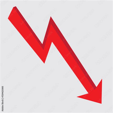 Red Arrow Going Down Stock Icon On White Background Bankruptcy Financial Market Crash Icon For