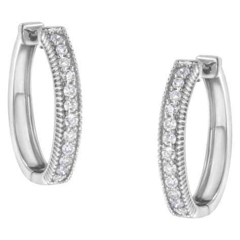 10k White Gold 1 12 Carat Diamond Twisted Hoop Earrings For Sale At