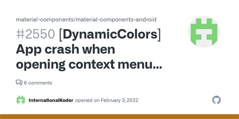 Dynamiccolors App Crash When Opening Context Menu With