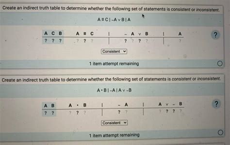solved create in indirect truth table to determine wether