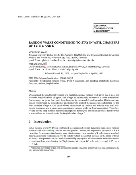 Random Walks Conditioned To Stay In Weyl Chambers