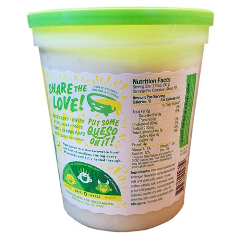 Queso Mama White Queso With Diced Green Chiles 32 Ounce Container 3