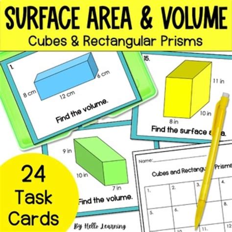 Surface Area And Volume Of Rectangular Prisms Task Cards Practice Activity