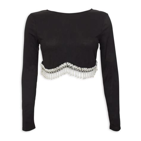 Black Pearl Detail Cropped Top 3116093 Truworths
