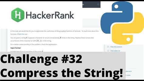Hackerrank Python Challenge 32 Compress The String Youtube