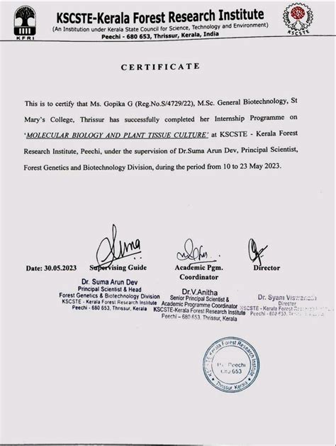 gopika g on linkedin successfully completed internship at kerala