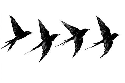 Flying Swallows Silhouettes Vector Illustration Premium Ai Generated
