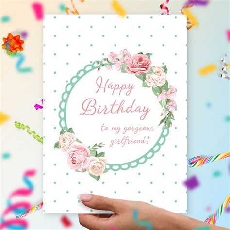 Birthday Card For My Gorgeous Girlfriend Classic Style Template