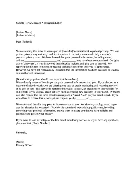 Hipaa Breach Notification Letter Template