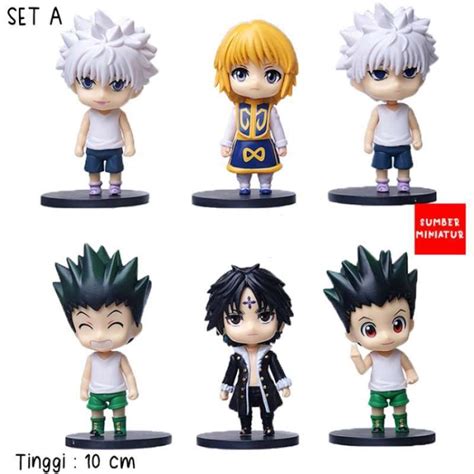 Promo Set Figure Hunter X Hunter Chibi Gon Kilua Kurapika Isi 6 Pcs