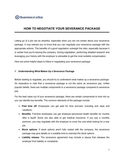 Severance Package Negotiation Letter Template
