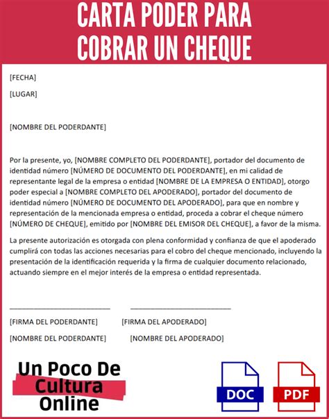 Modelo De Carta Poder Para Cobrar Cheque Noticias Modelo Vroguemodelo