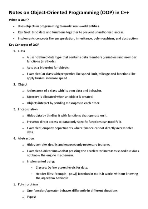 Oop Concepts And Techniques Comprehensive Notes Cs101 Studocu