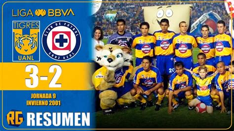 Tigres Vs Cruz Azul 3 2 Resumen Liga Mx J9 Invierno 2001 Youtube