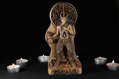 Lucifuge Rofocale Statue Hand Carved Ash Wood Goetia Demon