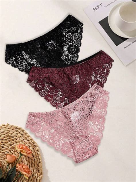 3 Peças Conjunto De Calcinhas Sexy E Confortáveis Calcinhas De Renda