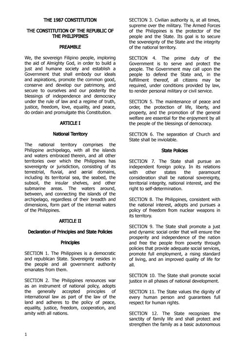 The 1987 Constitution The 1987 Constitution The Constitution Of The