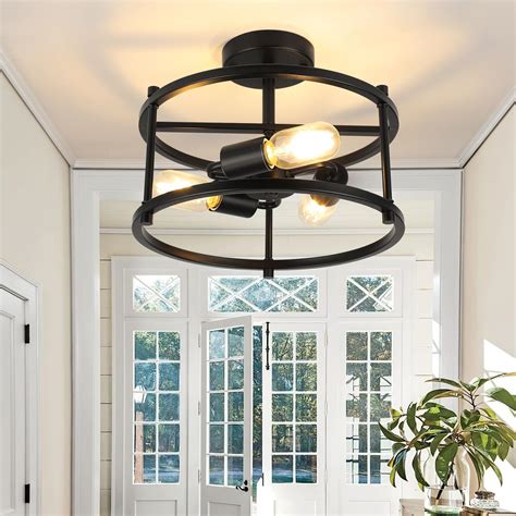 Foucasal Semi Flush Mount Ceiling Light 1259 Farmhouse Black Ceiling Light Fixtures