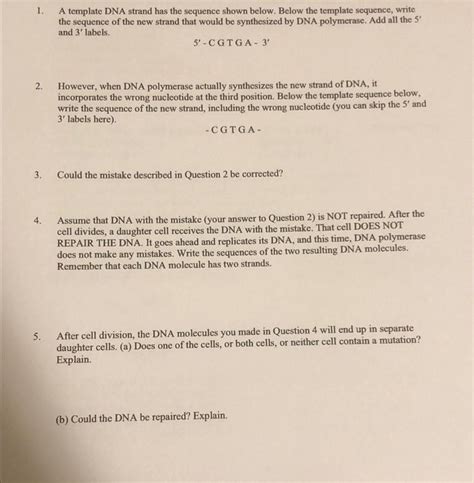 solved 1 a template dna strand has the sequence shown