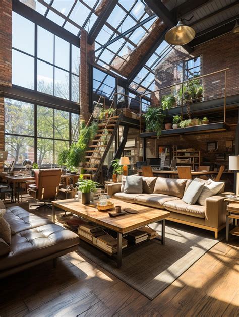 Beautiful Natural Light Hitting Large Oversized Sofa In Old Vintage Loft Home Loft Design