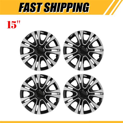 Universal 15 Wheel Covers Easy Install Set Of 4 Silver Wheel Covers
