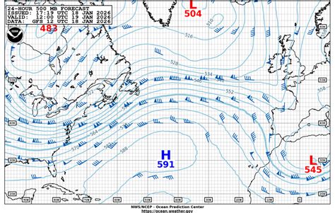 Noaa North Atlantic Mslp 500mb Wind Wave Analysis And Prognosis