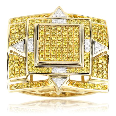 Solid 10k Gold And Yellow Diamond Mens Ring 111ct 501002