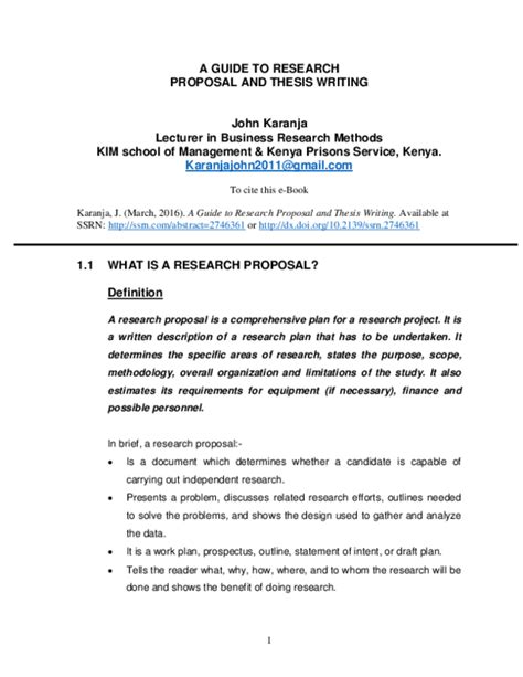 Pdf A Guide To Research Proposal And Thesis Writing
