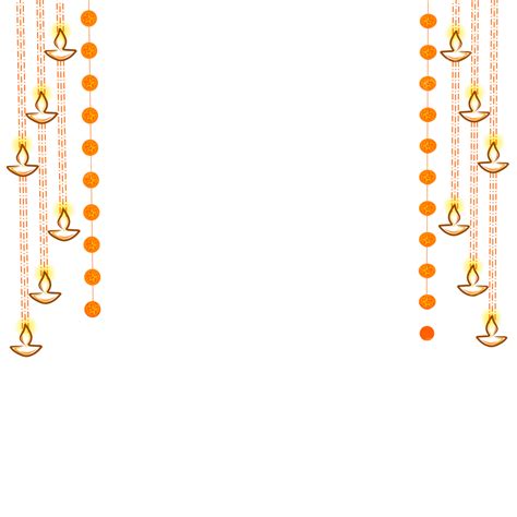 Diwali Decoration With Hanging Flowers And Diyas