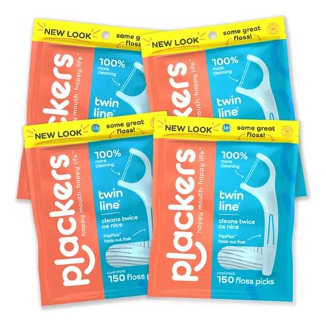 Dental Flossers Plackers Twin Line Advanced Whitening 600 Ct