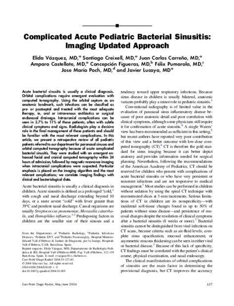 Pdf Complicated Acute Pediatric Bacterial Sinusitis Imaging Updated