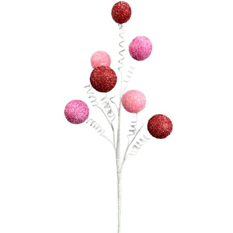 Stripe Solid Glitter Ball Pick Red Green 20 — Holiday Whimsy